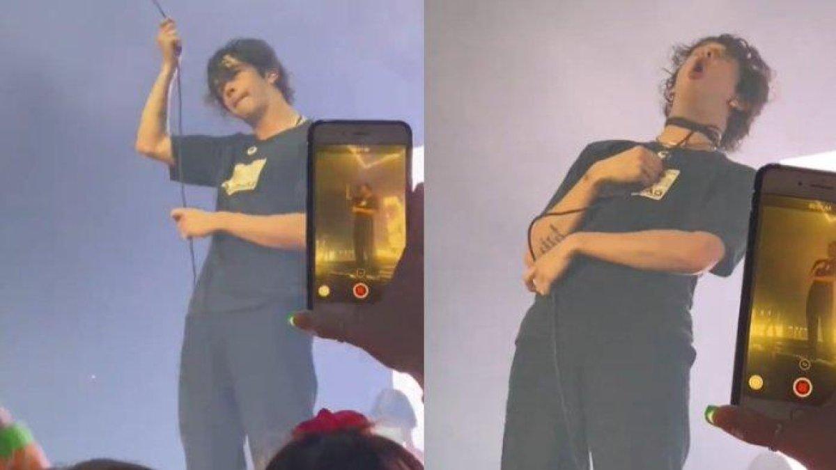 Nyaris Tercekik! Vokalis The 1975, Matty Healy Terlilit Kabel Mikrofon ...