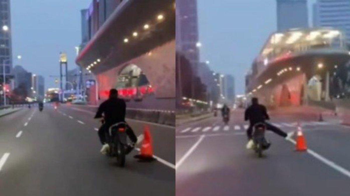 VIRAL Aksi Nekat Pemuda Pengendara Motor Ugal-ugalan, Tendang Traffic Cone, Terkuak Motifnya ...