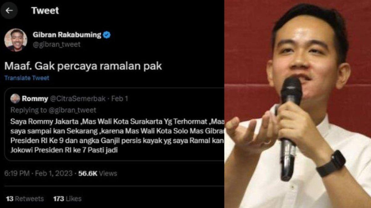 Diramal Bakal Jadi Presiden RI ke-9, Gibran Rakabuming Bereaksi, Putra Jokowi: 'Maaf, Gak ...