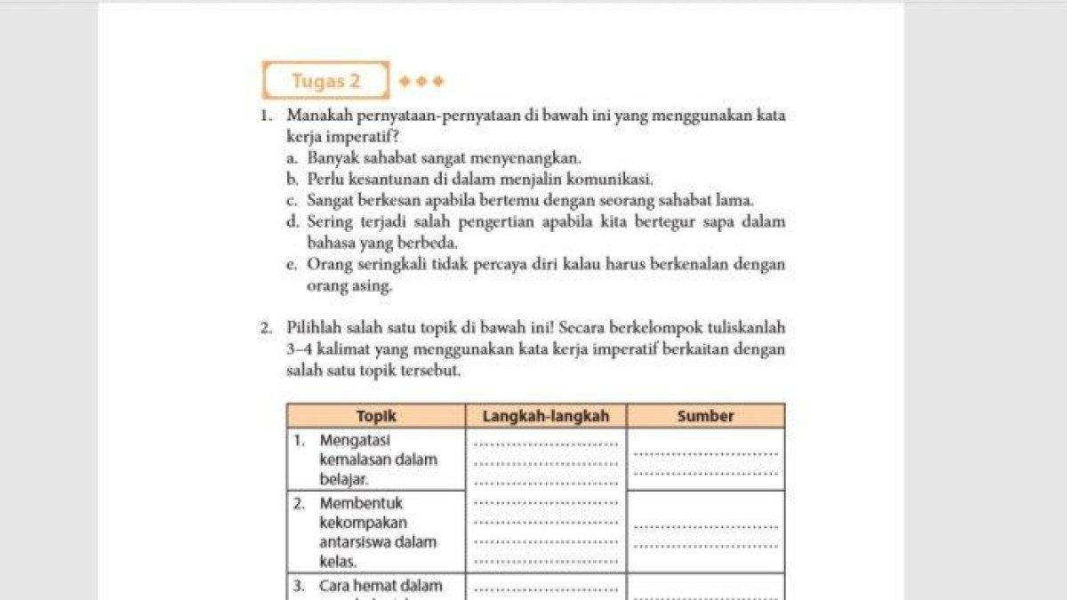 Soal & Kunci Jawaban Bahasa Indonesia Kelas 11 SMA Halaman 21, Kata Kerja Imperatif Berdasar ...