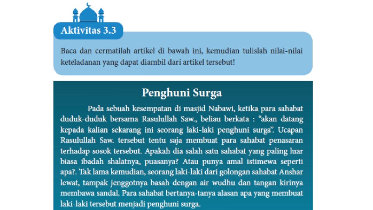Kunci Jawaban PAI Kelas 10 Halaman 62-63 Kurikulum Merdeka: Nilai Keteladanan Kisah 'Penghuni ...