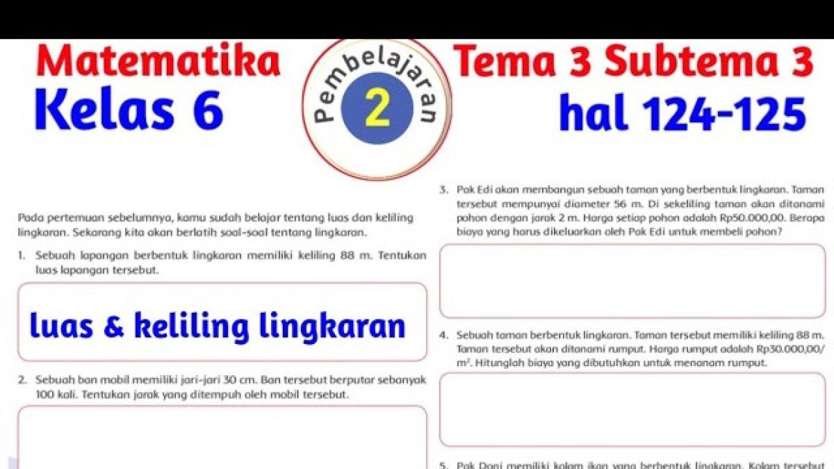 Kunci Jawaban Tema 3 Kelas 6 Halaman 124-126: Barapakah Luas Lapangan? - Tribunnewsmaker.com
