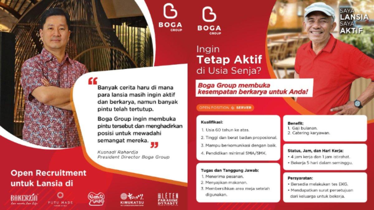 Boga Group Buka Lowongan Kerja 2024 Khusus Lansia, Usia 60 Tahun Masih ...