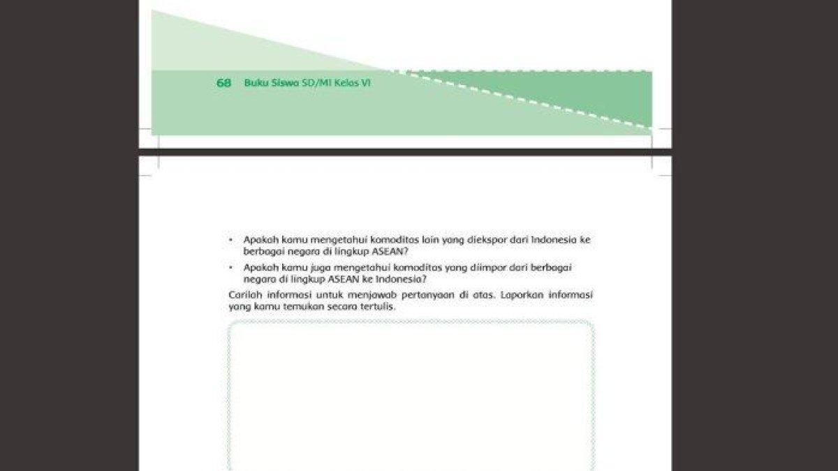 Soal & Kunci Jawaban Buku Tema 5 Kelas 6 SD Halaman 69 : Komoditas Indonesia di Lingkup ASEAN ...
