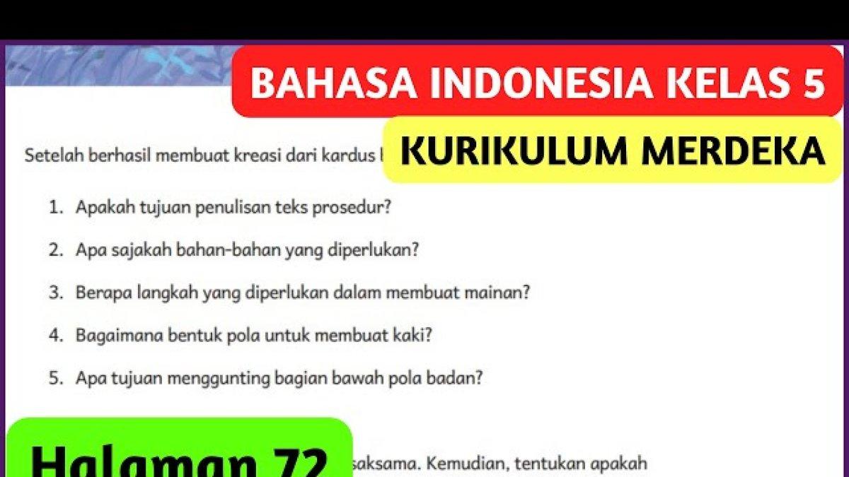 Soal & Kunci Jawaban Buku Bahasa Indonesia Kelas 5 SD Halaman 72 ...