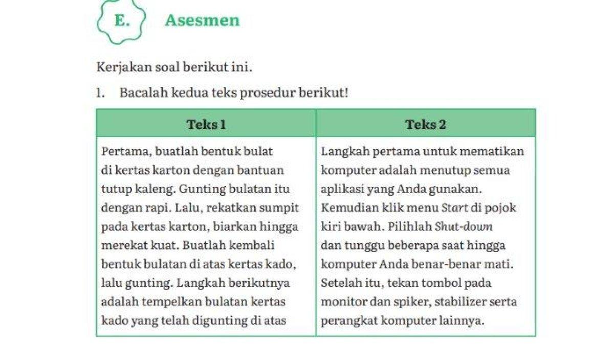 17+ Kunci Jawaban Soal Bahasa Indonesia Kelas 4 SD/ MI Kurikulum Merdeka, Memahami Teks Prosedur ...