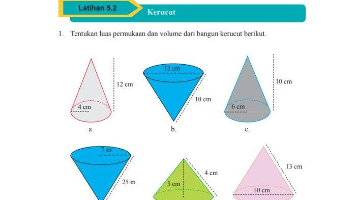 5 Contoh Soal Kerucut dan Kunci Jawaban - Tribunpadang.com