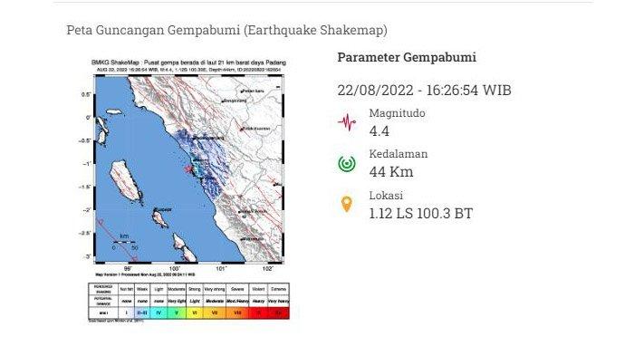 Kota Padang Diguncang Gempa Tektonik Berkekuatan M 4.4, BMKG Sebut Tidak Berpotensi Tsunami ...