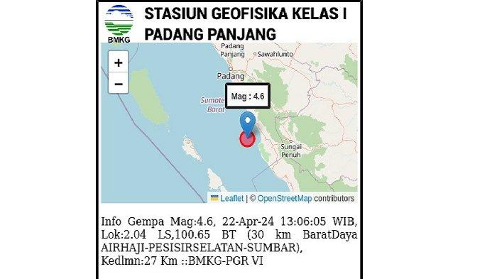 Gempa Bumi M4.6 Hoyak Pesisir Selatan Tidak Berpotensi Tsunami - Tribunpadang.com