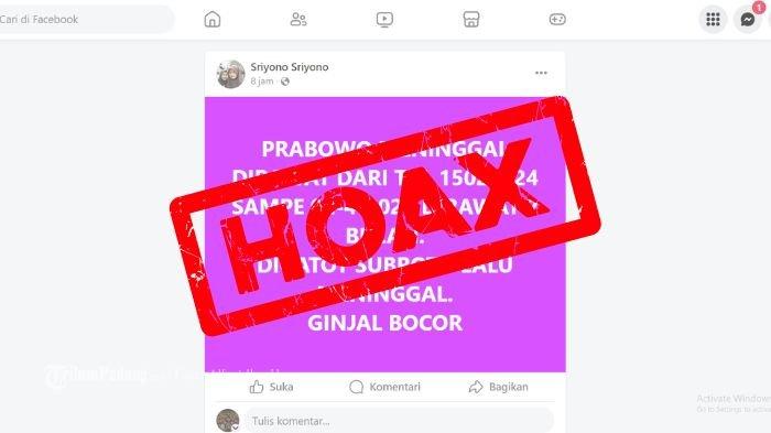 Hoaks! Capres Prabowo Subianto Meninggal Dunia Setelah Dirawat di Rumah Sakit - Tribunpadang.com