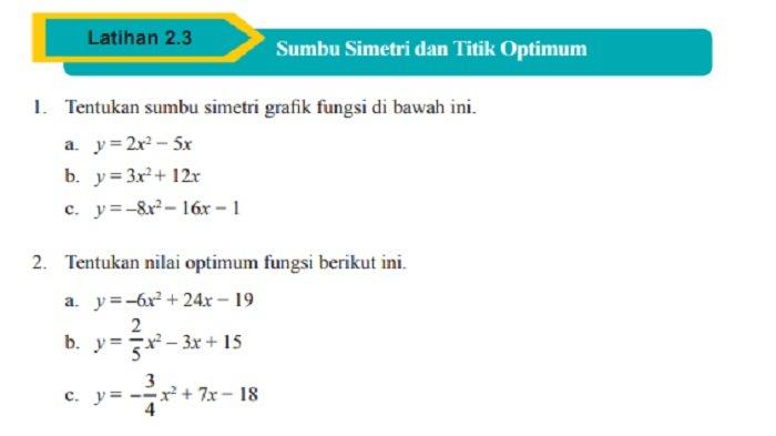 Kunci Jawaban Matematika Kelas 9 Halaman 102, 103, Tentukan Sumbu ...