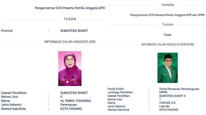 Politisi Sumbar Hariadi dan Emma Yohanna serta 2 Putranya akan Ikut Berlaga di Pileg 2024 ...
