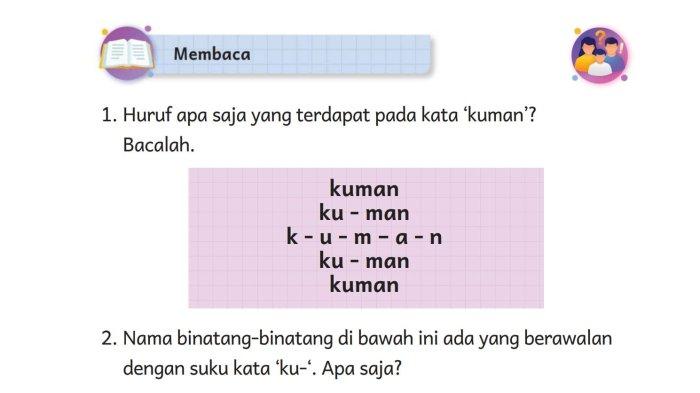 Soal dan Kunci Jawaban Bahasa Indonesia Kelas 1 Halaman 63 Kurikulum Merdeka Bab 3 Awas Kuman ...
