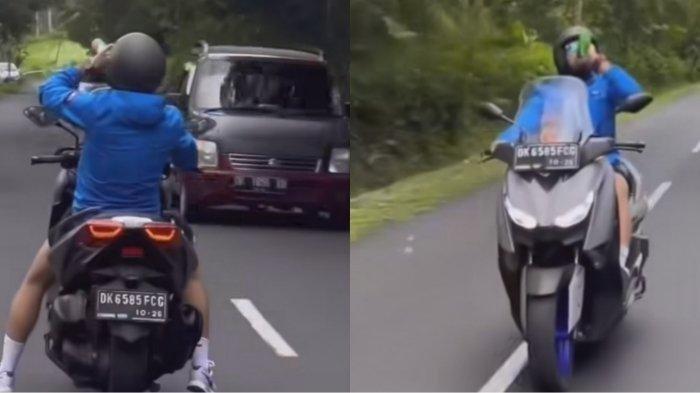 Terekam Seorang Bule Ugal-ugalan Kendarai Motor di Jalanan Sambil Menenggak Minuman Diduga Miras ...