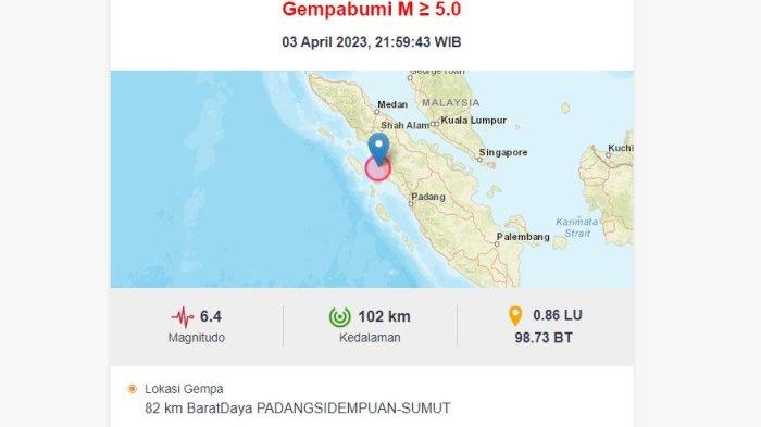 Getaran Gempa Bumi Padang Sidempuan Terasa hingga Kota Padang, Kagetkan Warga saat Malam Hari ...