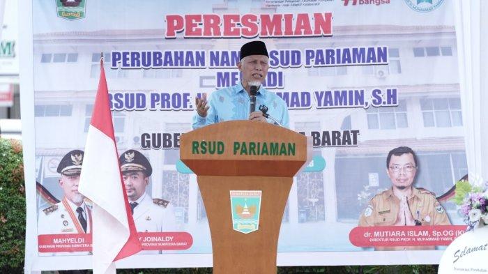Gubernur Sumbar Resmikan Perubahan Nama RSUD Pariaman Menjadi RSUD Prof ...