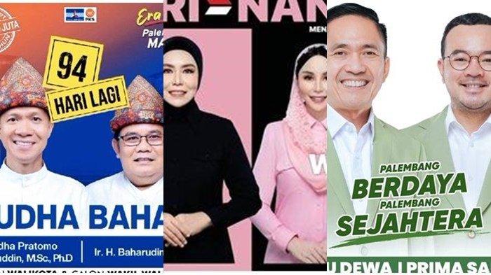 Gaya 3 Paslon Daftar ke KPU Palembang, Yudha Naik Sepeda, Fitri Tunggangi Kuda dan Dewa Vespa ...