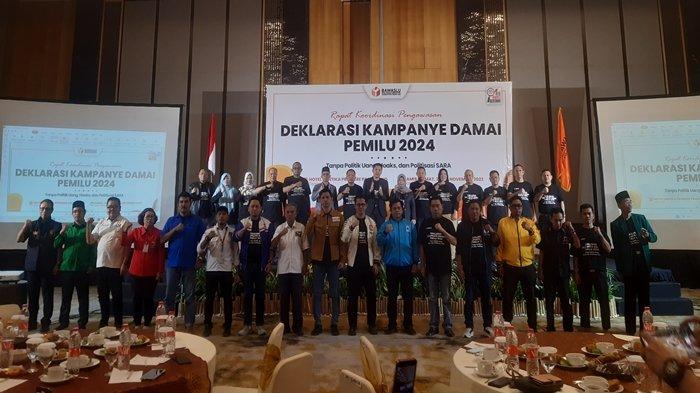 18 Parpol di Ogan Ilir Deklarasi Kampanye Damai Tanpa Politik Uang, Wasit Jujur Pemilu Damai ...