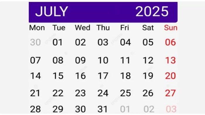 Kalender Juli 2025: Tidak Ada Tanggal Merah Libur Nasional Maupun Cuti ...