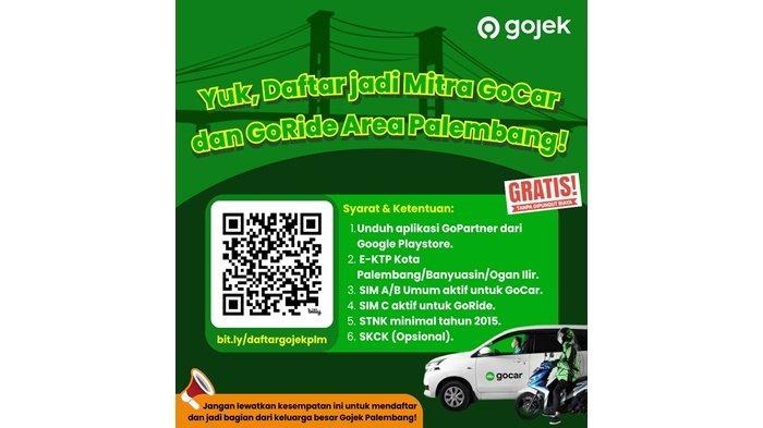Gojek Membuka Pendaftaran Mitra GoRide & Gocar untuk Area Palembang dan Sekitarnya - Sripoku.com