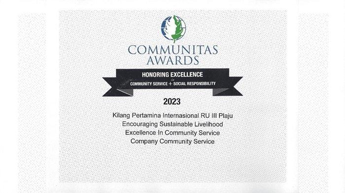 Kilang Pertamina Plaju Raih Penghargaan Internasional Communitas Awards ...