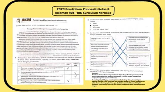 Kunci Jawaban ESPS Pendidikan Pancasila kelas 6 SD halaman 105-106 Kurikulum Merdeka Toleransi ...