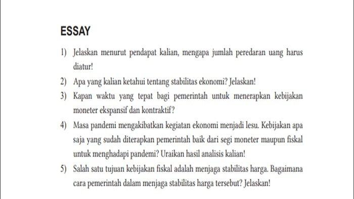Kunci Jawaban Ekonomi Kelas 11 SMA/MA Halaman 191 Asesmen, Kebijakan Moneter dan Kebijakan ...