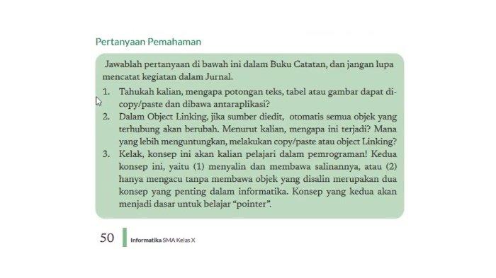 Kunci Jawaban Informatika Kelas 10 SMA Halaman 50 Semester 1 Kurikulum Merdeka, Pertanyaan ...