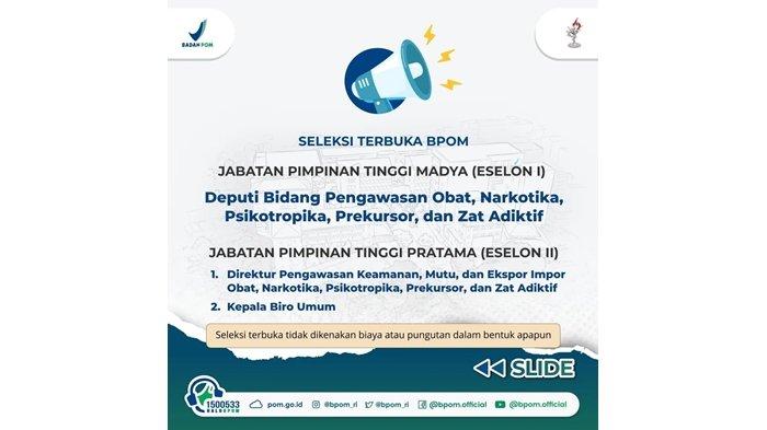 Lowongan Kerja Palembang di Badan Pengawas Obat dan Makanan BPOM, Ada 3 ...