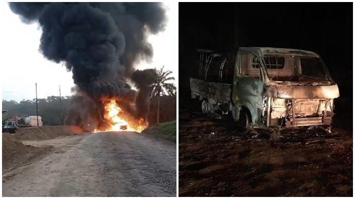 Bawa Minyak Mentah Illegal Mobil Carry Pick Up Ludes Terbakar di Desa ...