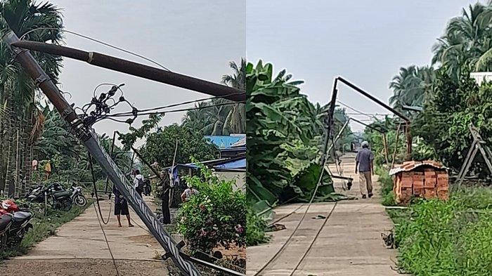 Sudah Keropos dan Diterpa Angin, 11 Tiang Listrik di Banyuasin Roboh dan Nyaris Timpa Anak-anak ...