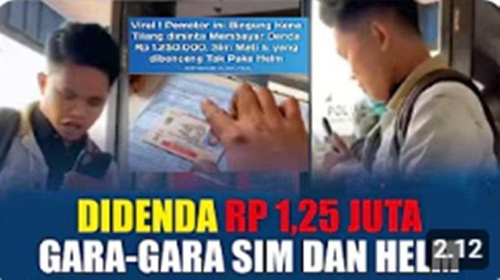 Video Pengendara Motor Didenda Rp 1,25 Juta, Kena Tilang Gegara SIM dan Tak Pakai Helm - Sripoku.com