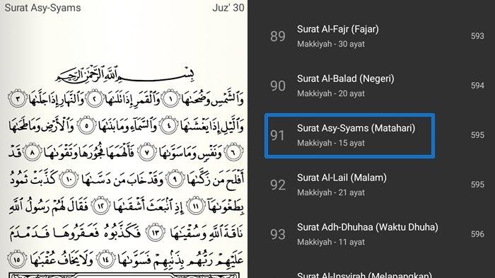 Surat Asy-Syams Ayat 1-15 dan Arti Lengkap Tulisan Arab, Latin ...
