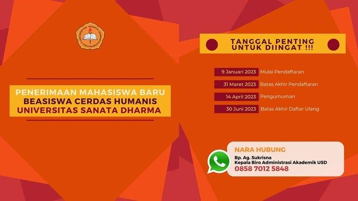 Syarat dan Cara Daftar Beasiswa Cerdas Humanis untuk Mahasiswa Baru Universitas Sanata Dharma ...