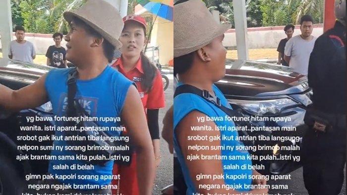 Viral Warga di Riau Cekcok dengan Wanita Diduga Istri Aparat karena Serobot Antrean BBM di SPBU ...