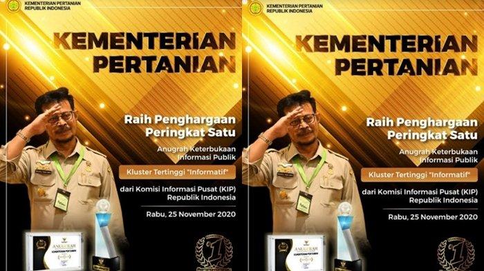 Kementan Peringkat 1 Badan Publik Paling Informatif dari KIP - Sripoku.com
