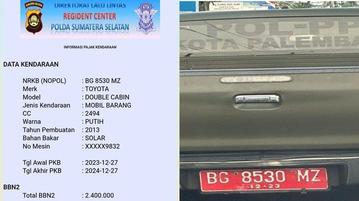 Terungkap Sudah 7 Bulan Mobil Dinas Satpol PP Palembang Mati Pajak ...