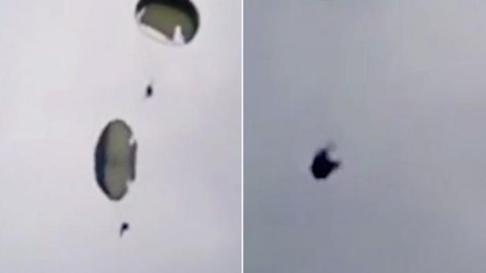 Video: Penerjun Payung TNI Mendarat di Atap Rumah, Parasut Tersangkut ...