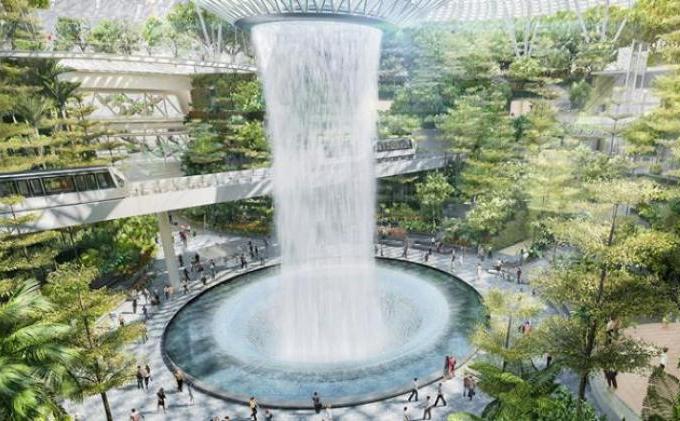 Changi Airport Singapore Dilengkapi Air Terjun Setinggi 40 Meter ...