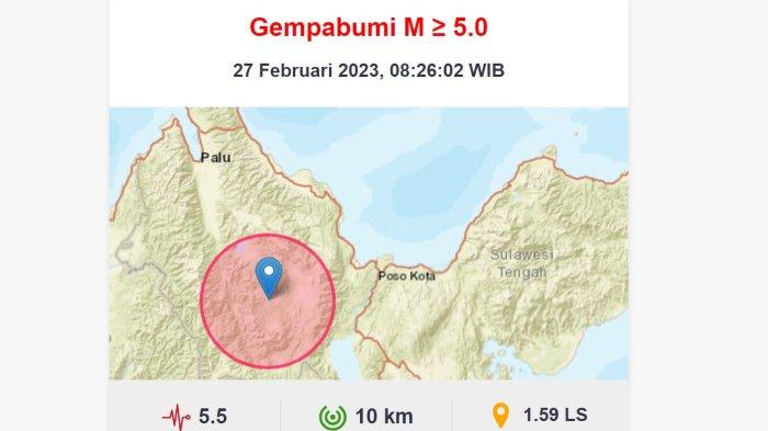 Gempa M 5.5 Guncang Daerah Sigi, BMKG: Tidak Berpotensi Tsunami - Tribunpalu.com