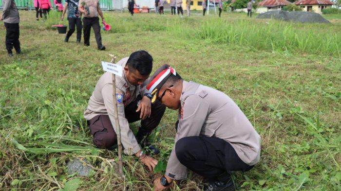 Polres Touna Tanam 1.000 Pohon Sambut HUT Bhayangkara Ke-78 - Tribunpalu.com