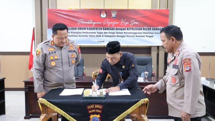 Jelang Pemilu 2024, Polres dan KPU Banggai Teken Kerja Sama - Tribunpalu.com