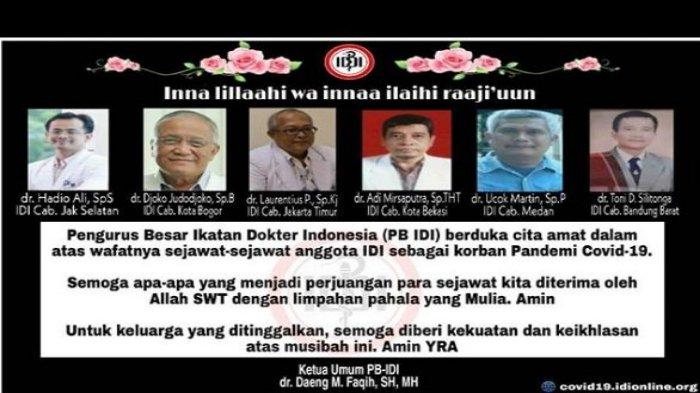 IDI Rilis 6 Dokter jadi Korban Wabah Corona, Ada Teman Raditya Dika dan ...