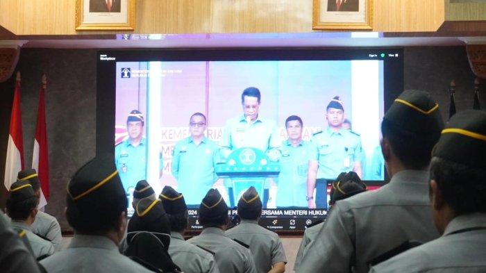 Jajaran Kanwil Kemenkumham Jateng Ikuti Apel Perdana Menkumham Baru, Ini Pesan Supratman Andi ...