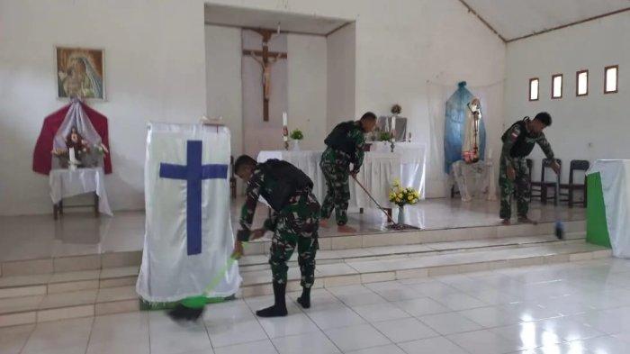 Masyarakat Kampung Kiliarma dan Prajurit Satgas Yonif 116/Gs Baksos di Gereja Katolik Gabriel ...