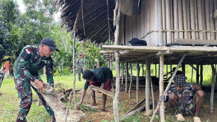 Satgas Yonif 512/QY dan Masyarakat Tatakra Gotong Royong Membersihkan ...