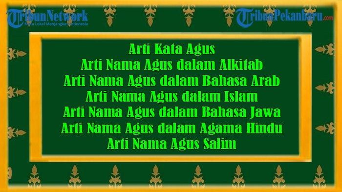 Berita arti kata agus Terbaru Hari Ini - Tribunpekanbaru.com