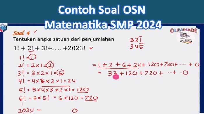Contoh Soal OSN Matematika SMP 2024 dan Pembahasan Olimpiade Sains Nasional - Tribunpekanbaru.com