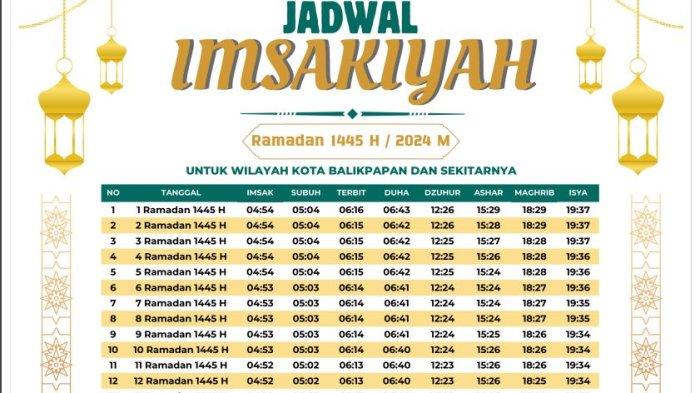 Download Imsakiyah Balikpapan 2024 PDF Lengkap Jadwal Buka Puasa Hari Ini - Tribunpekanbaru.com