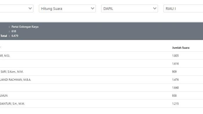 UPDATE Hasil Pileg DPR RI Dapil Riau 1 Kamis Sore: Syamsuar Salip Andi Rachman - Tribunpekanbaru.com